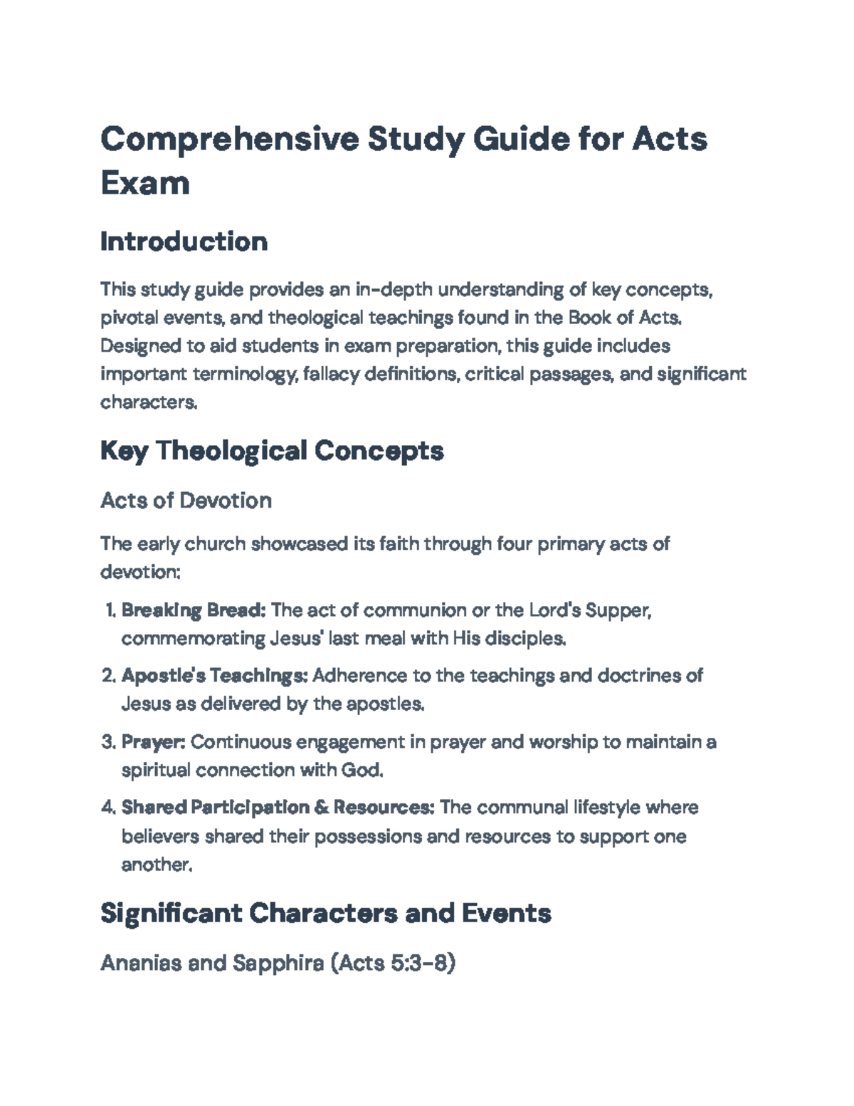 Comprehensive Study Guide for Acts Exam Preparation - Comprehensive ...