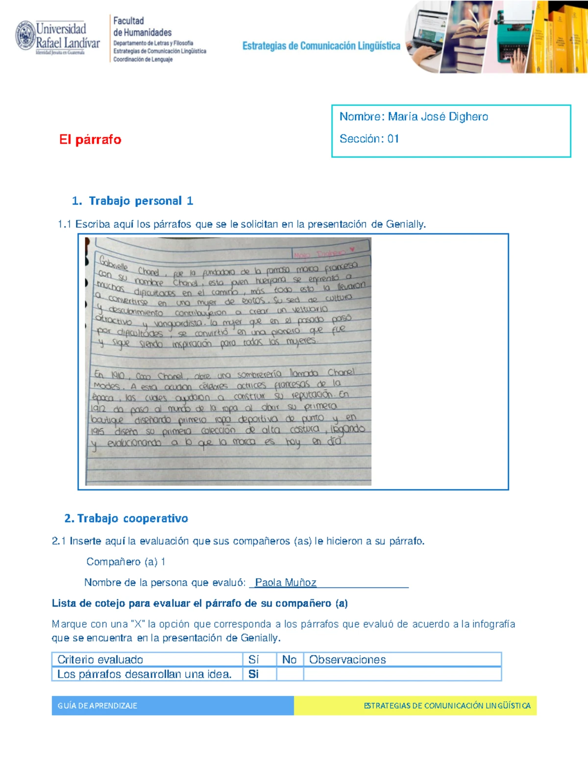 Guía de Aprendizaje del Párrafo 2 - Ejercicios Interactivos - Studocu