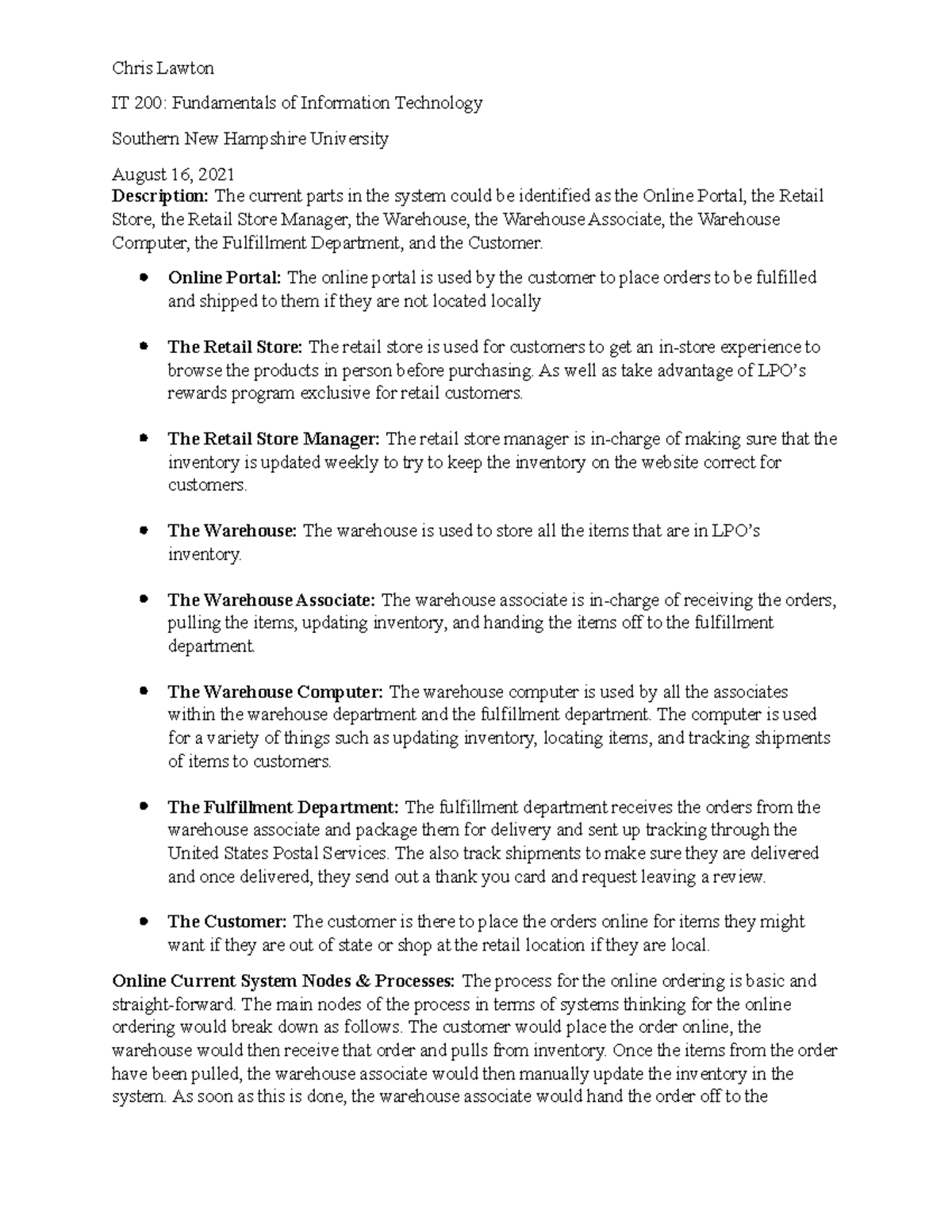 IT 200: Final Project on Systems Thinking in Business Operations - Studocu