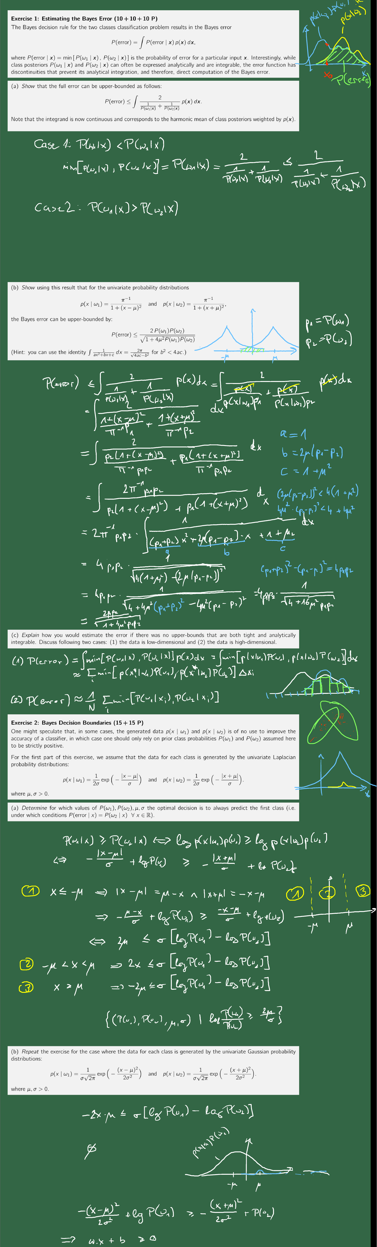 ML1 Exercise 1: Estimating Bayes Error and Decision Boundaries - Studocu