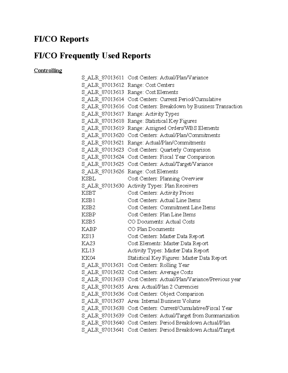 FICO report - SAP document tài liệu SAP FICO có thể tham khảo - FI/CO ...