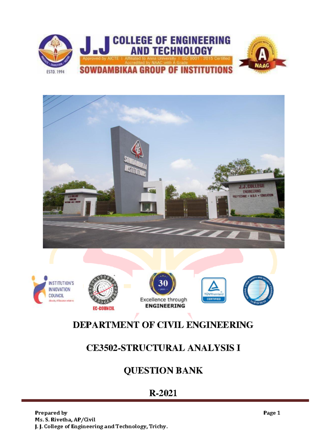 CE 3502 - Structural Analysis I Question Bank - Studocu