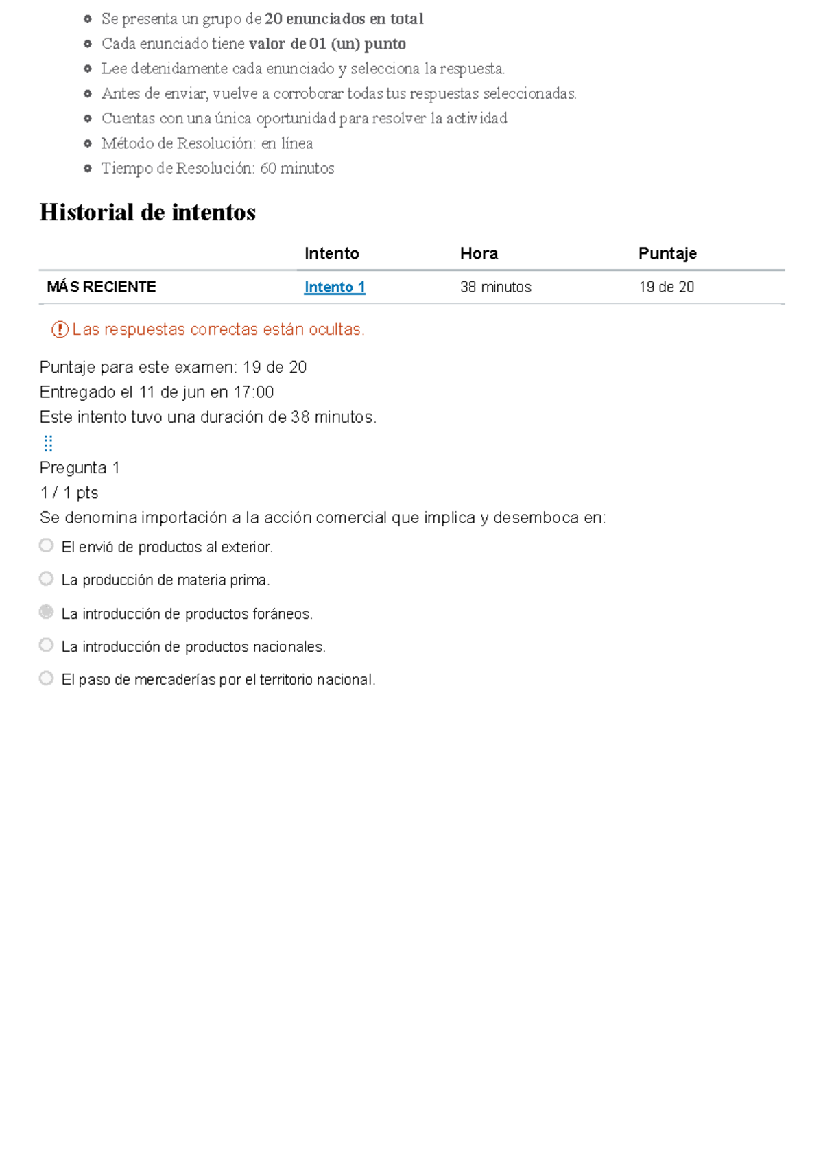 Trabajo Práctico Individual I - Practica de Aduanas y Resultados del ...