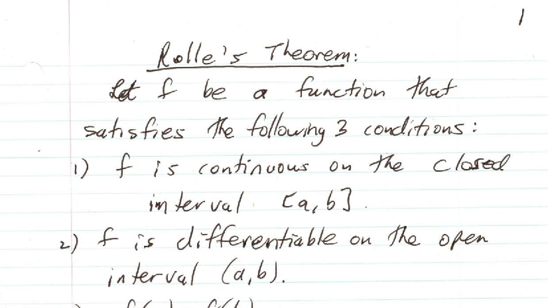 Mean Value Theorem (M.V.T.) Applications and Proofs - Studocu