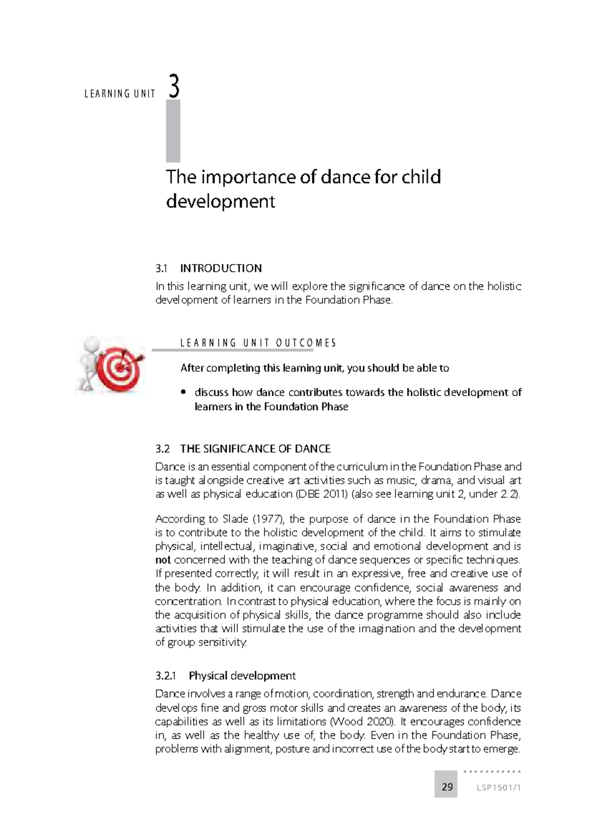 LSP1501 Learning Unit 3: The Role of Dance in Child Development - Studocu