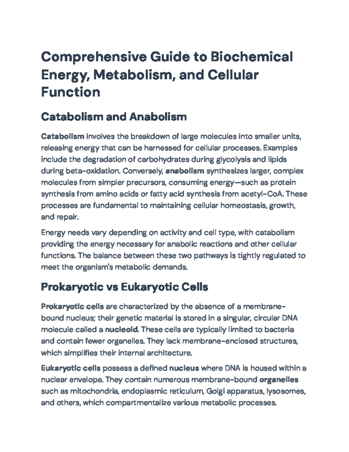 Biochemical Metabolism: Energy Production & Pathway Overview (BIO 101 ...