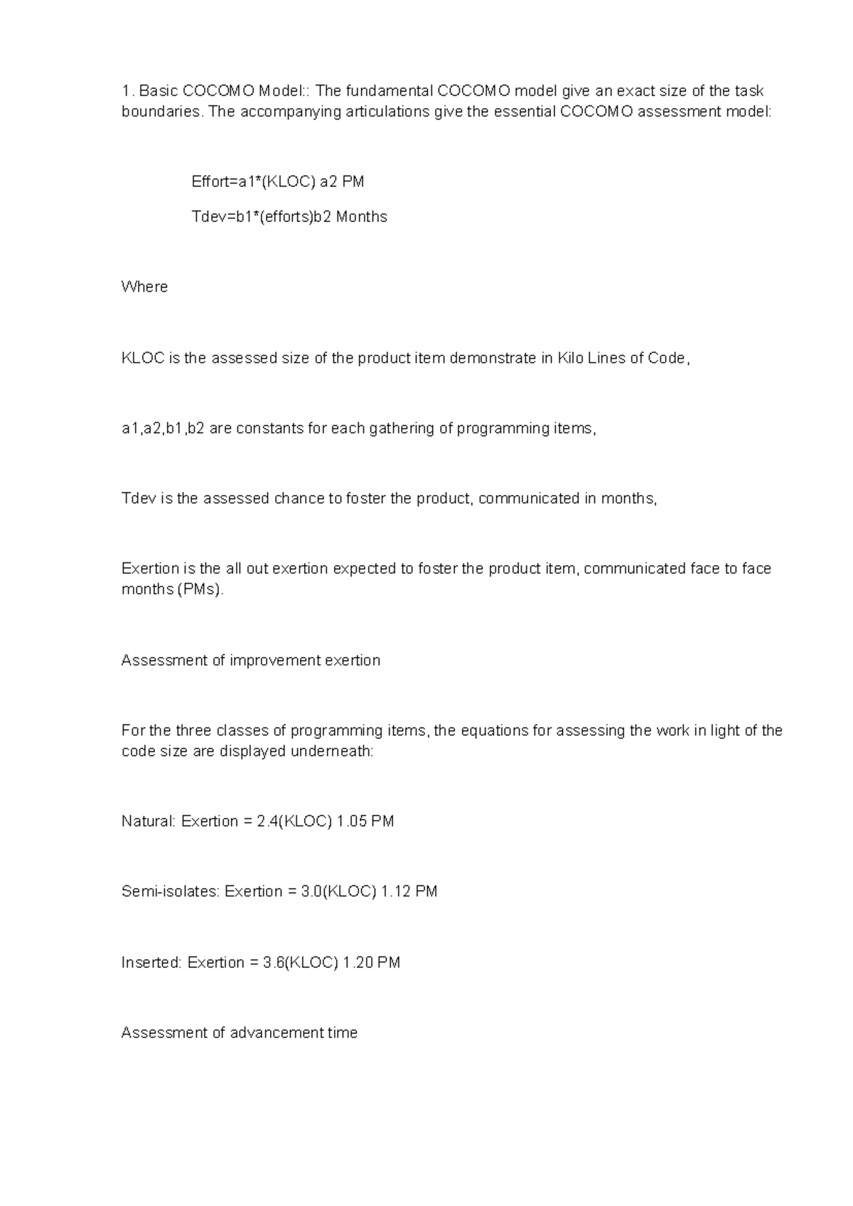 Basic Cocomo Model with examples and calculations - Basic COCOMO Model ...