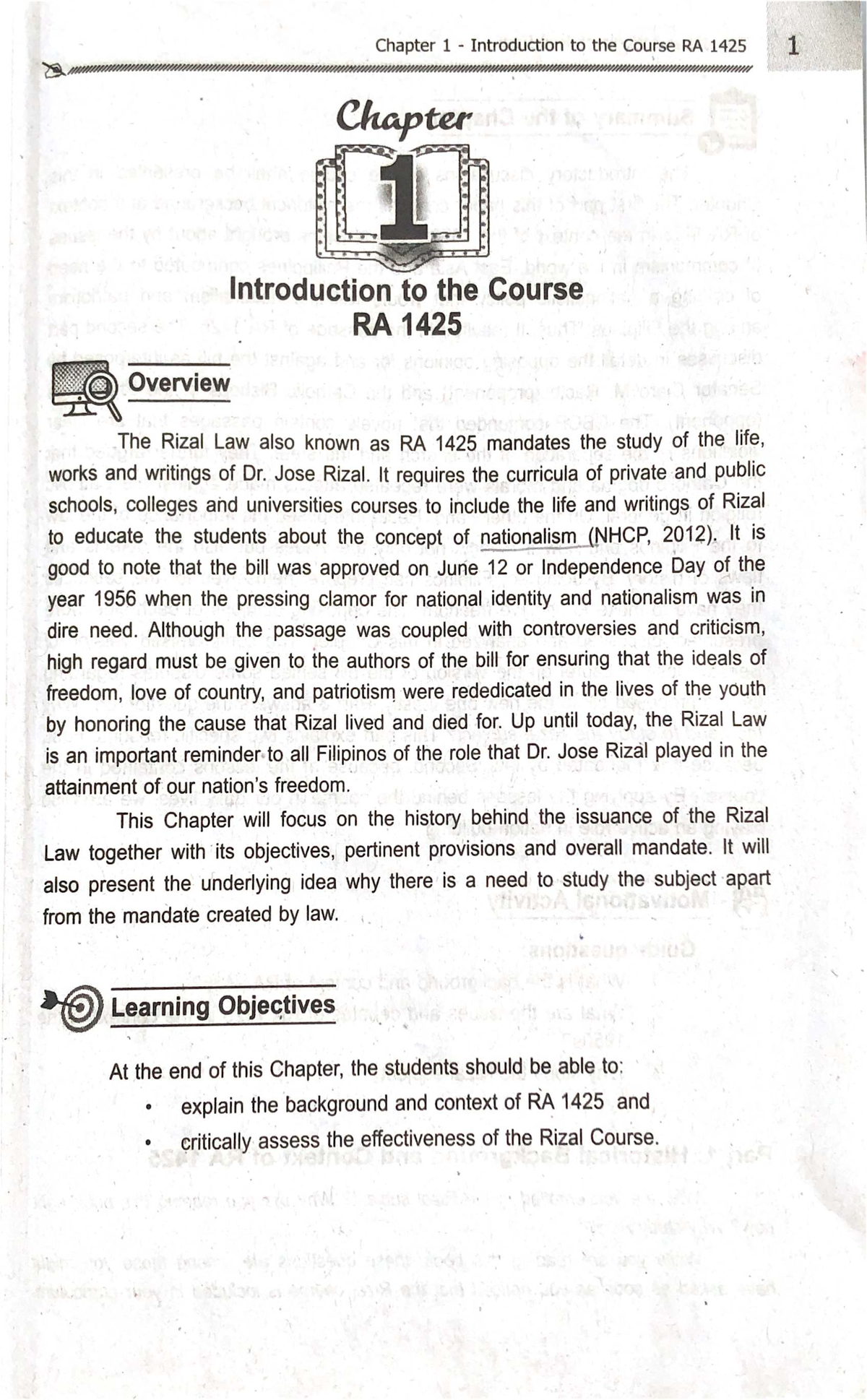 Chapter 1: Overview of RA 1425 - The Rizal Law and Its Significance ...