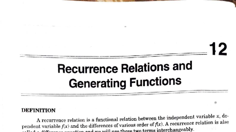 Recurrence Relations and Generating Functions: A Comprehensive Guide ...