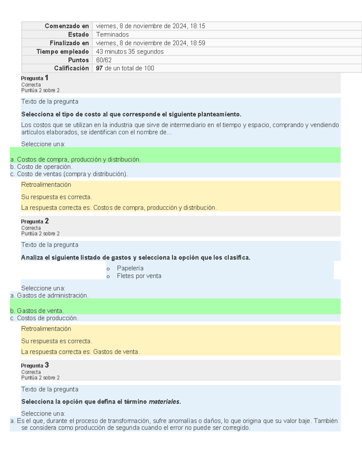 Examen Final Contabilidad de Costos (2024) - Respuestas y Análisis - Studocu