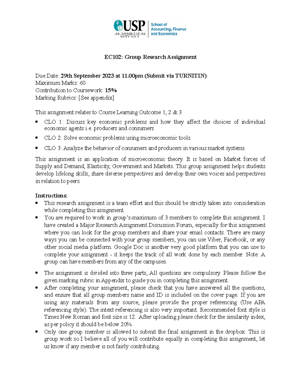 EC102 Group Research Assignment Guidelines & Rubric Details - Studocu