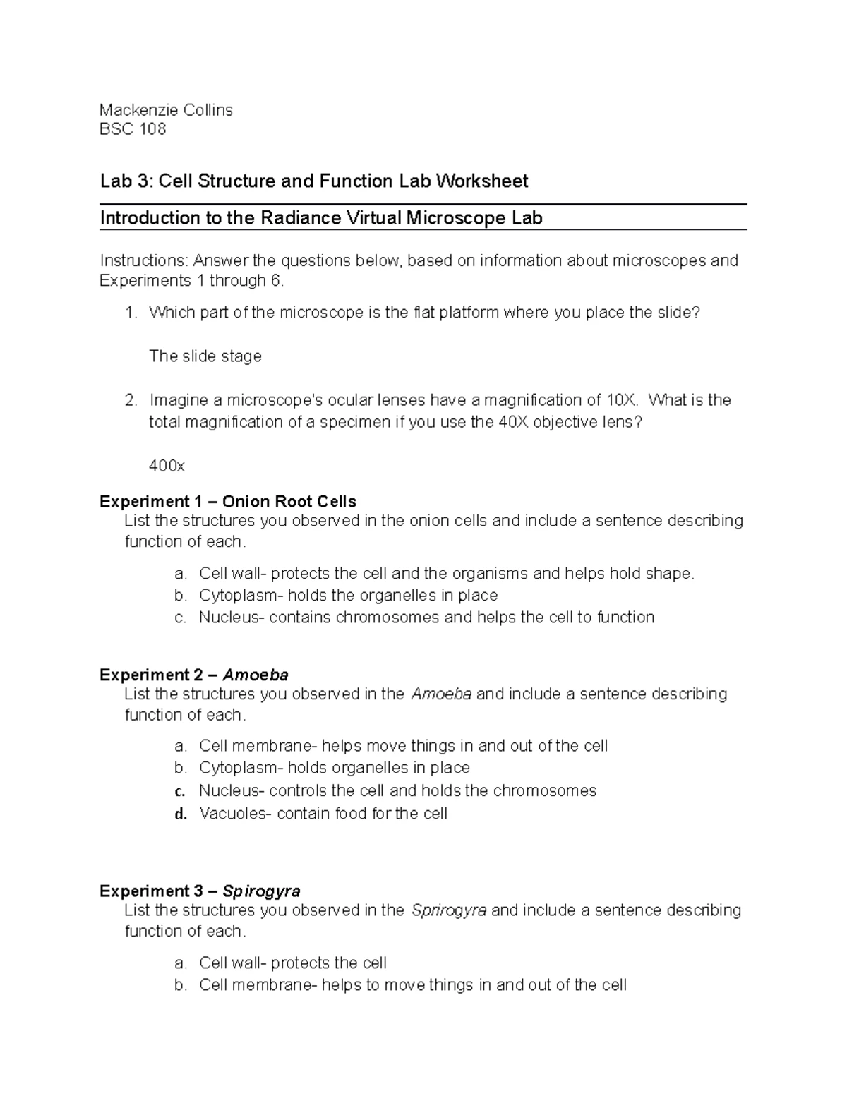 Lab 1 Scientific Method Lab Worksheet - BSC 108 Lab 1: Scientific Method Lab Worksheet ...