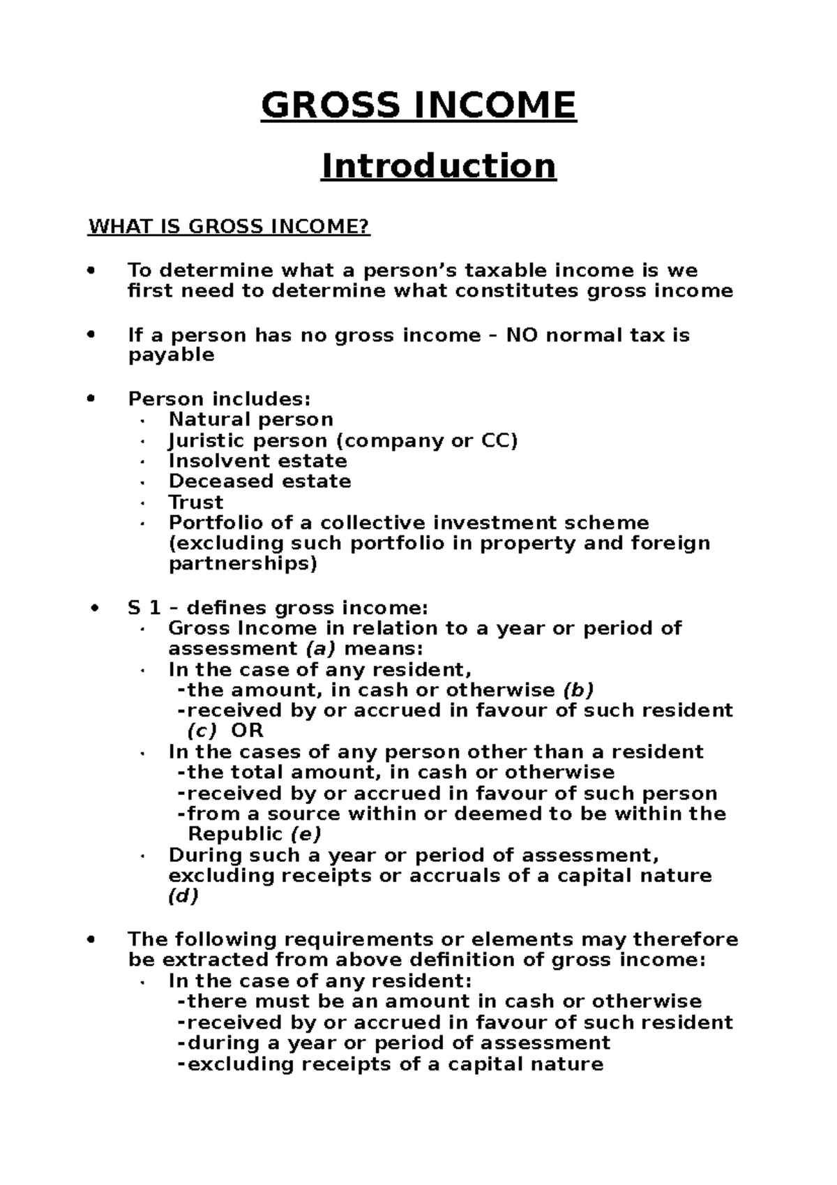 TAX UNIT 2: the elements of gross income - UNIT 2: GROSS INCOME TAX ...