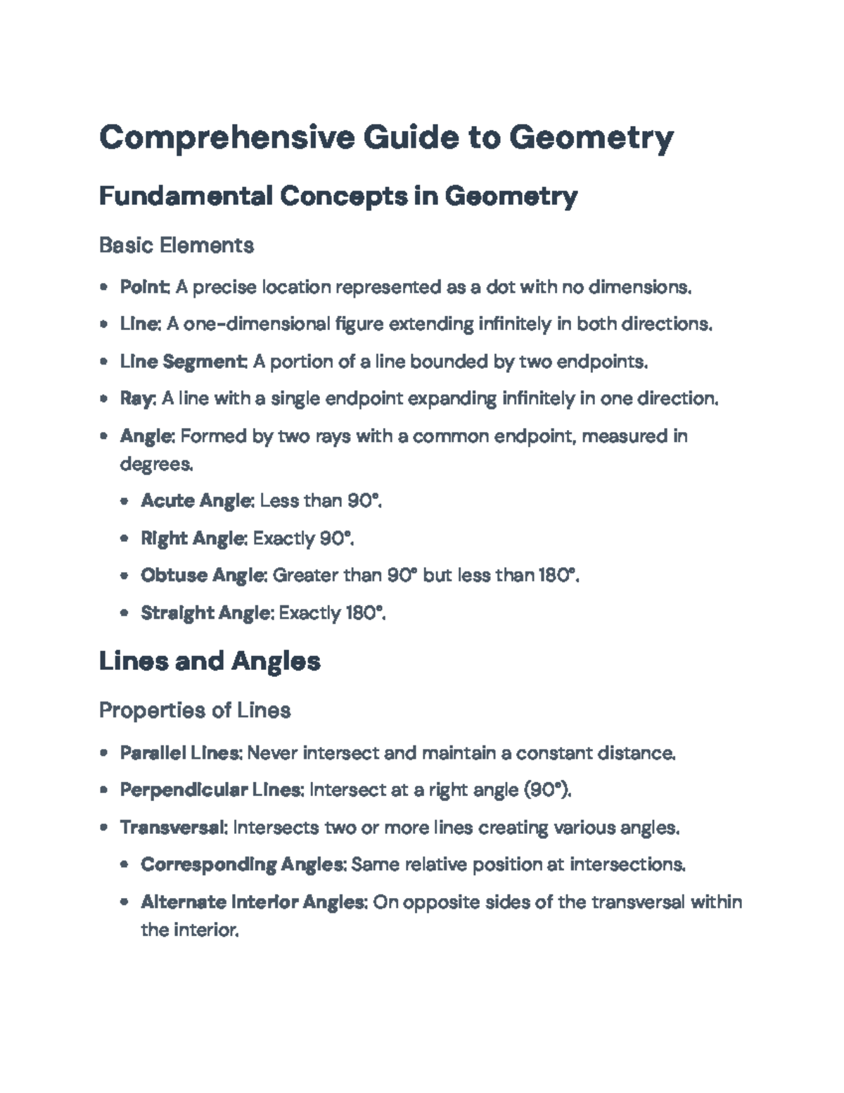 Comprehensive Geometry Guide: Concepts, Formulas & Theorems ...