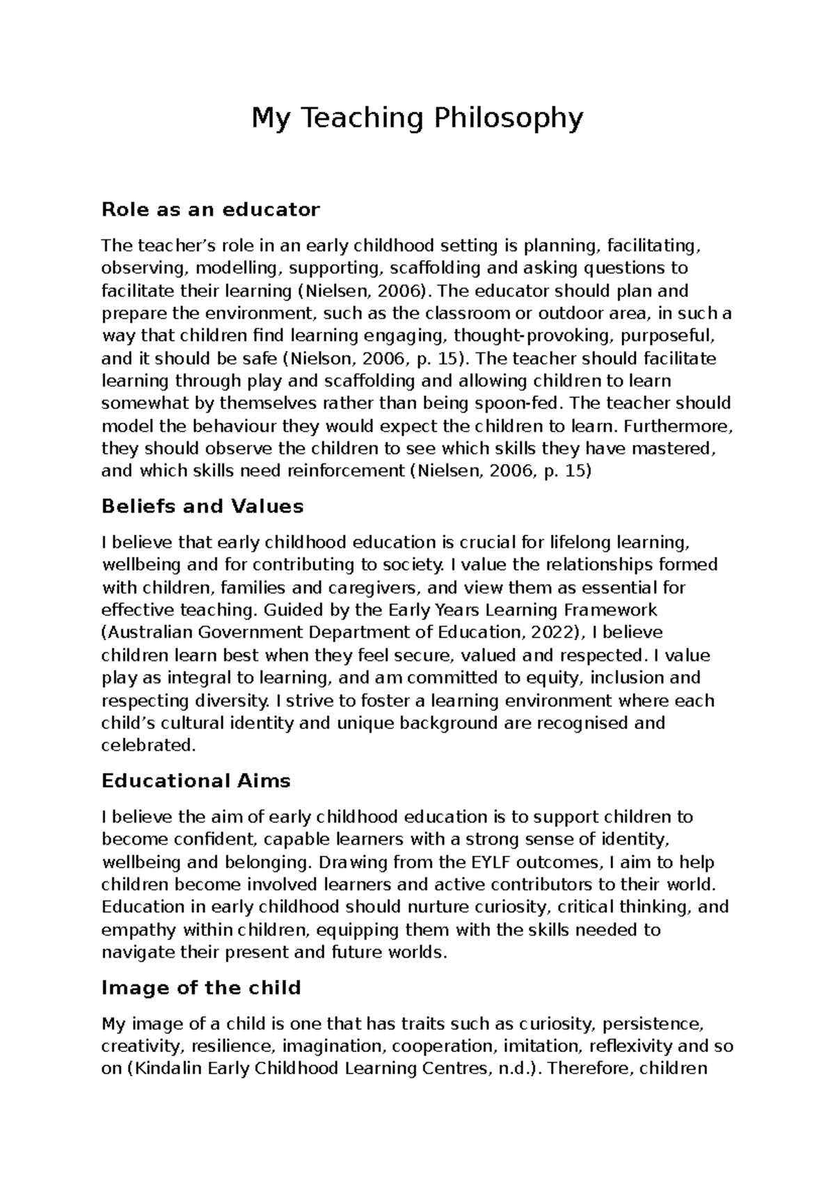 Teaching Philosophy: Nurturing Early Childhood Education Principles ...