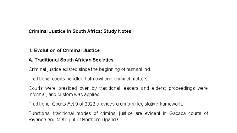 Criminal Justice in South Africa: Comprehensive Study Notes - Studocu