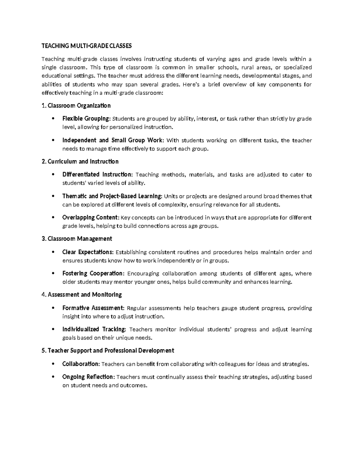 Effective Strategies for Teaching Multi-Grade Classes: Insights and ...