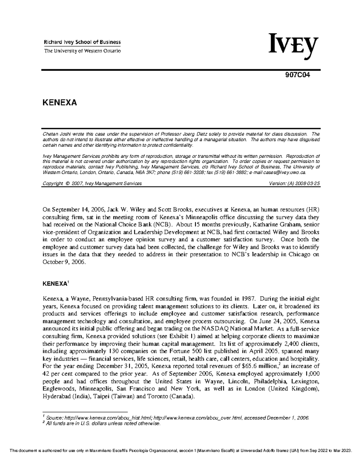 907C04-PDF-ENG - Caso Kenexa Psicología Organizacional para ...