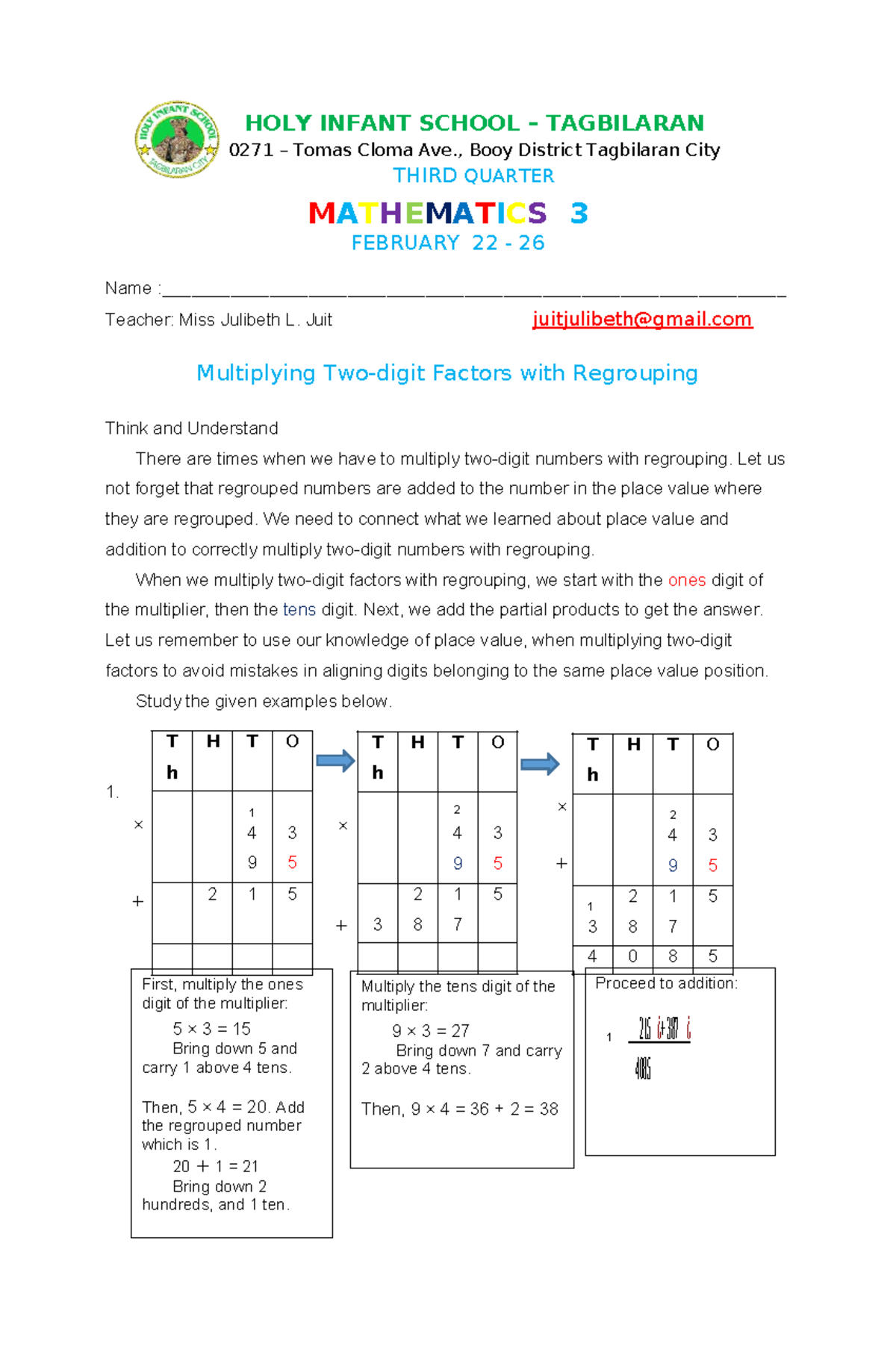 MATH3 - Third Quarter Notes on Multiplying Factors with Regrouping ...