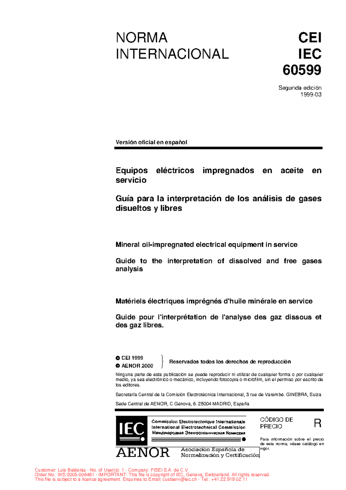 Guía CEI IEC 60599: Análisis de Gases en Equipos Eléctricos Impregnados ...