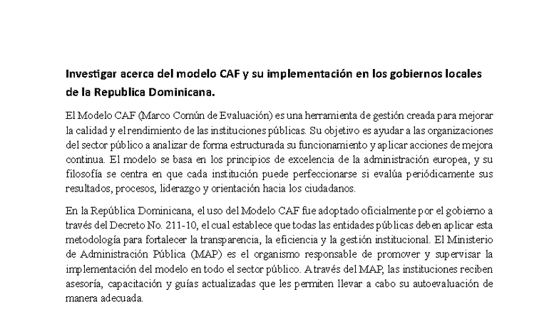 Modelo CAF y su implementación en los gobiernos locales de la Republica ...