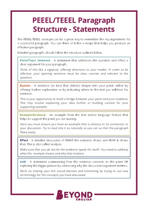 Peeel- Teeel Paragraph Structure - Statements - PEEEL/TEEEL Paragraph ...