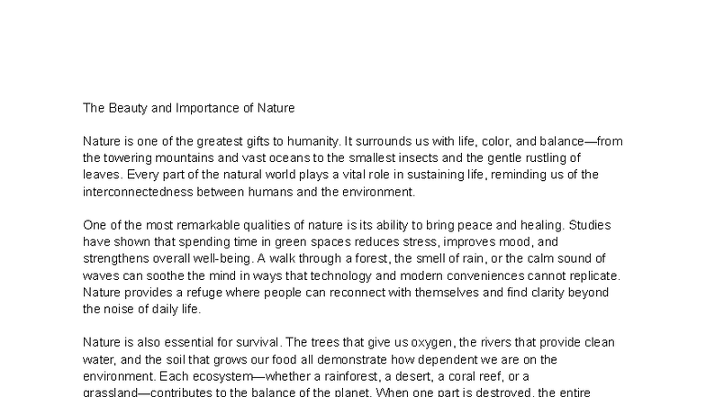 The Vital Role of Nature: A Reflection on Its Beauty and Significance ...