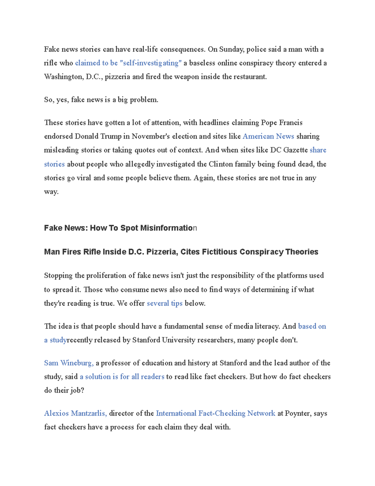 Fake News Spotting Tips: A Media Literacy Guide for Students - Studocu