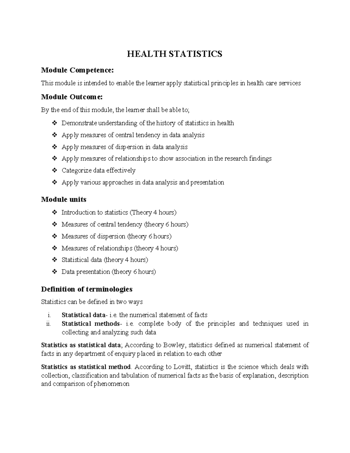 Health Statistics PHO, UPHO, and MSW: A Comprehensive Overview - Studocu