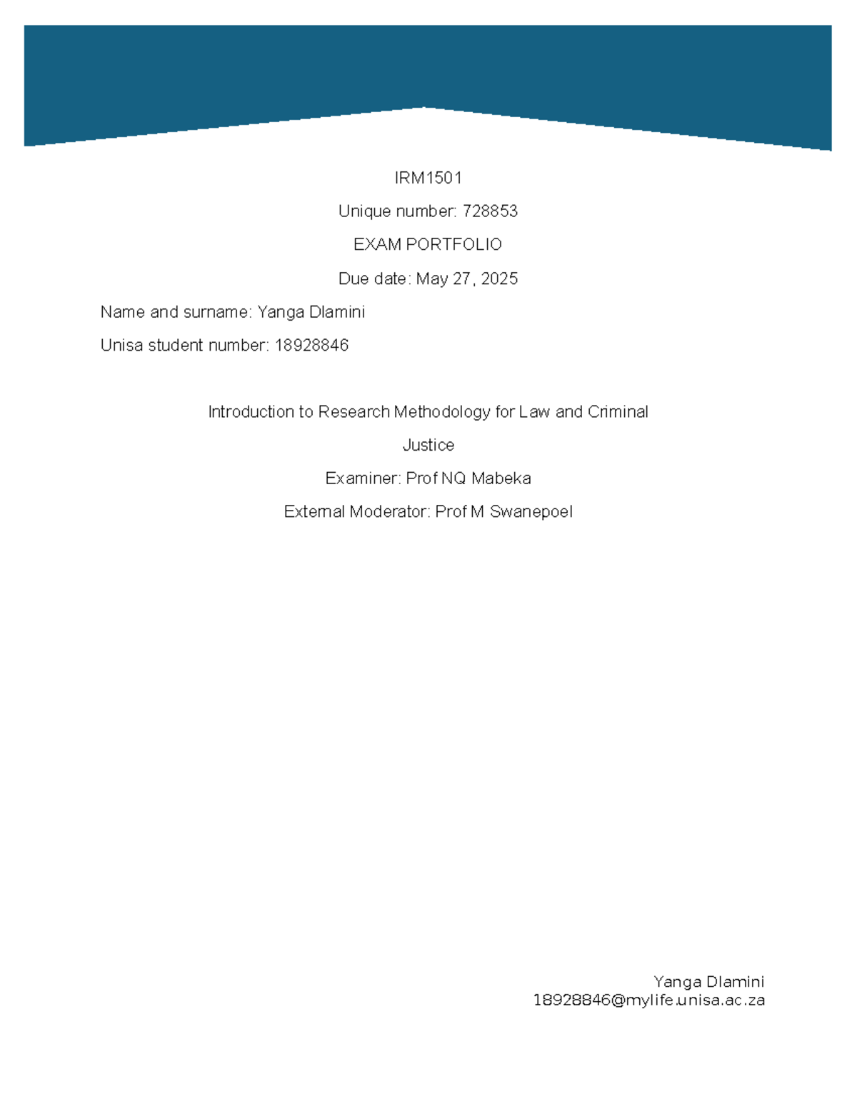 IRM1501 Final Exam Portfolio: Research Methodology Insights - Studocu