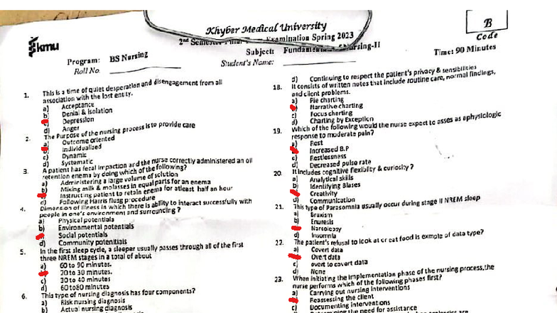 FON 2 Practice Paper 2023: Nursing Concepts and MCQs - Studocu