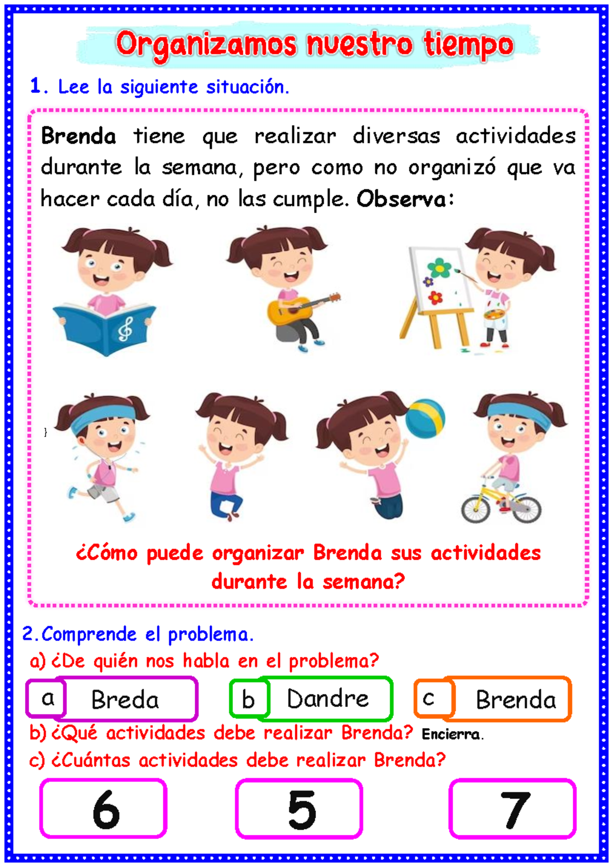 Ficha de Actividades Semanales: Organizando el Tiempo con Maestra Janet ...