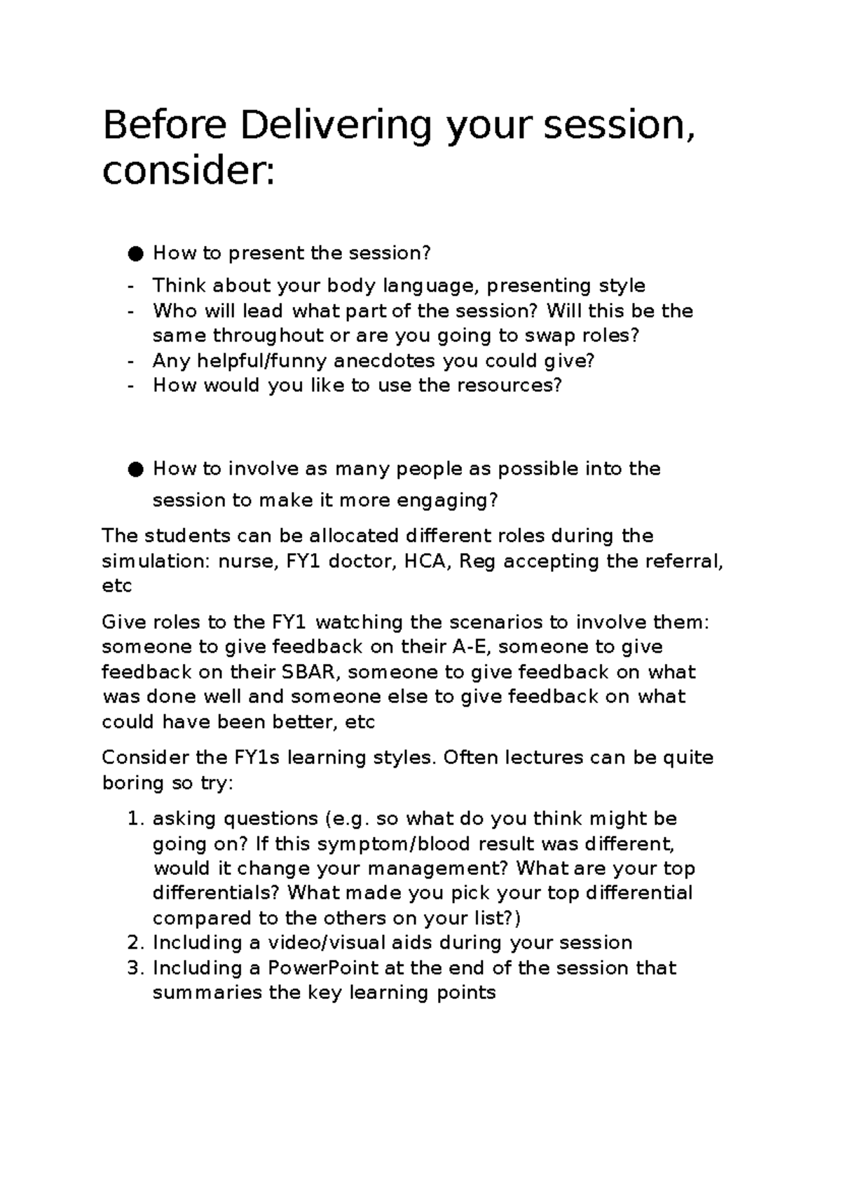 Advice for Tutors: Engaging Session Delivery Strategies - Studocu