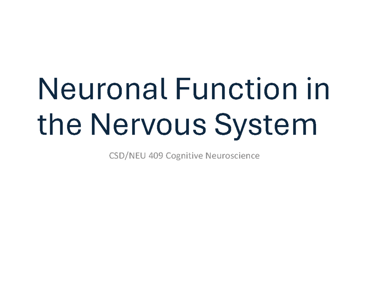 Neuronal Communication and Action Potentials in CSD/NEU 409 - Studocu