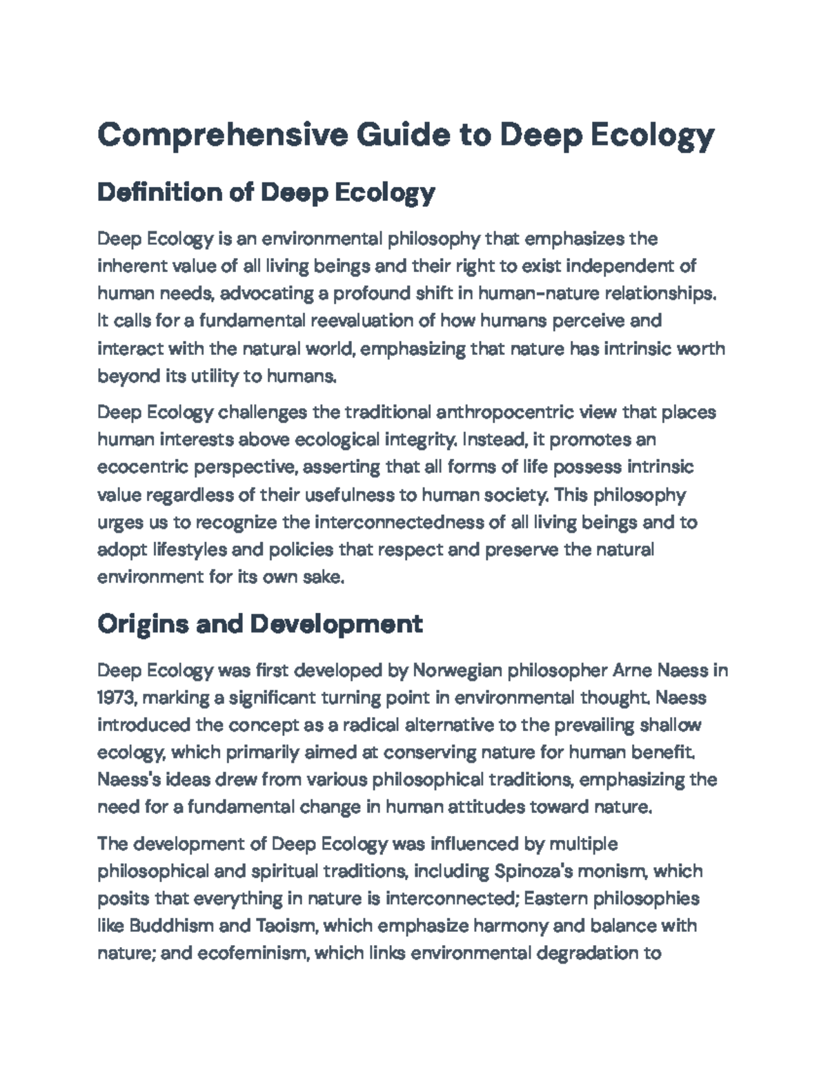 Deep Ecology: Principles, Applications, and Philosophical Foundations ...