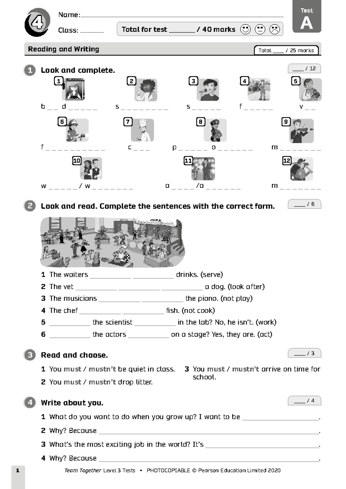 Unit 4A Test: Reading and Writing Practice - English Course - Studocu