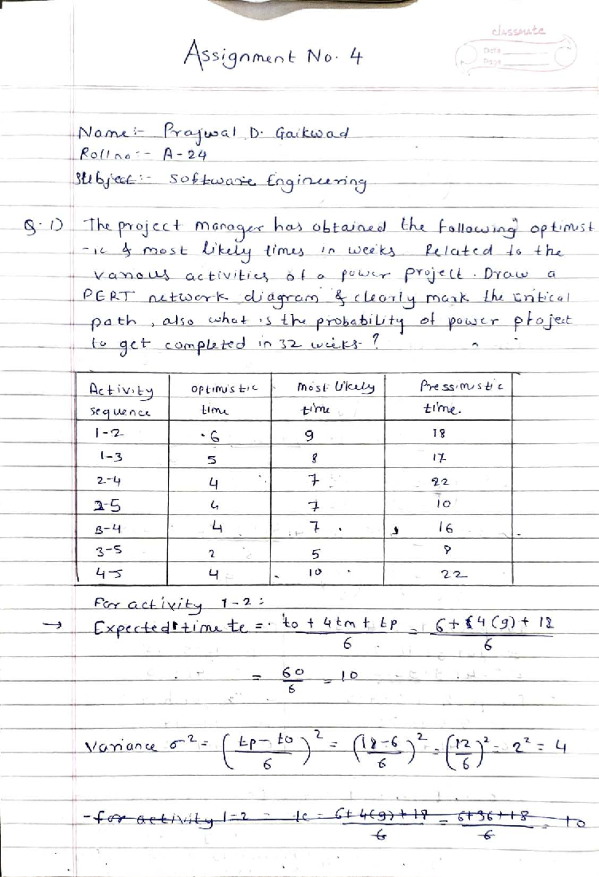 SEN Assignment 4: Project Management Techniques and Analysis - Studocu