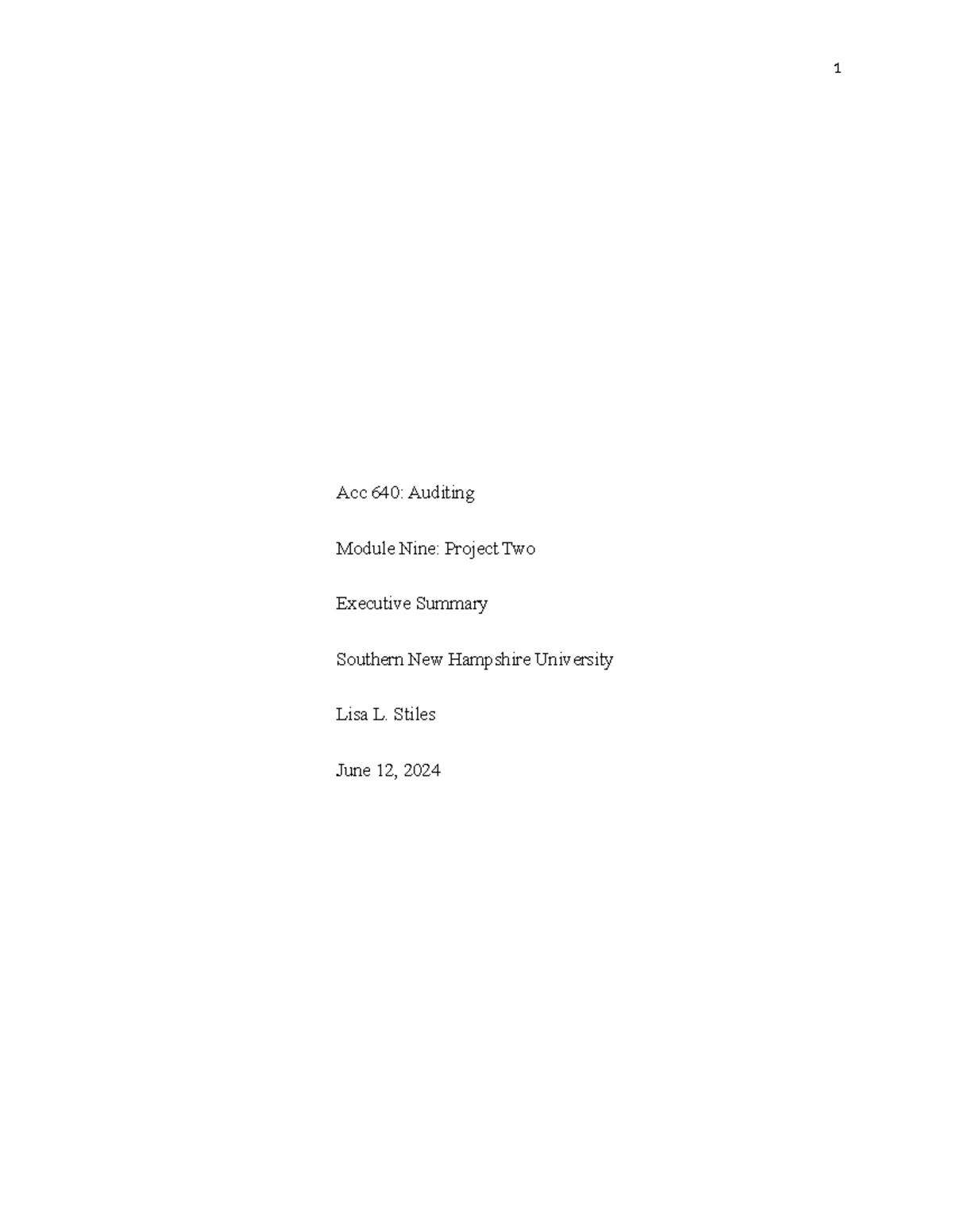 Acc 640 Project Two - Audit Report & Executive Summary on Keystone Inc ...