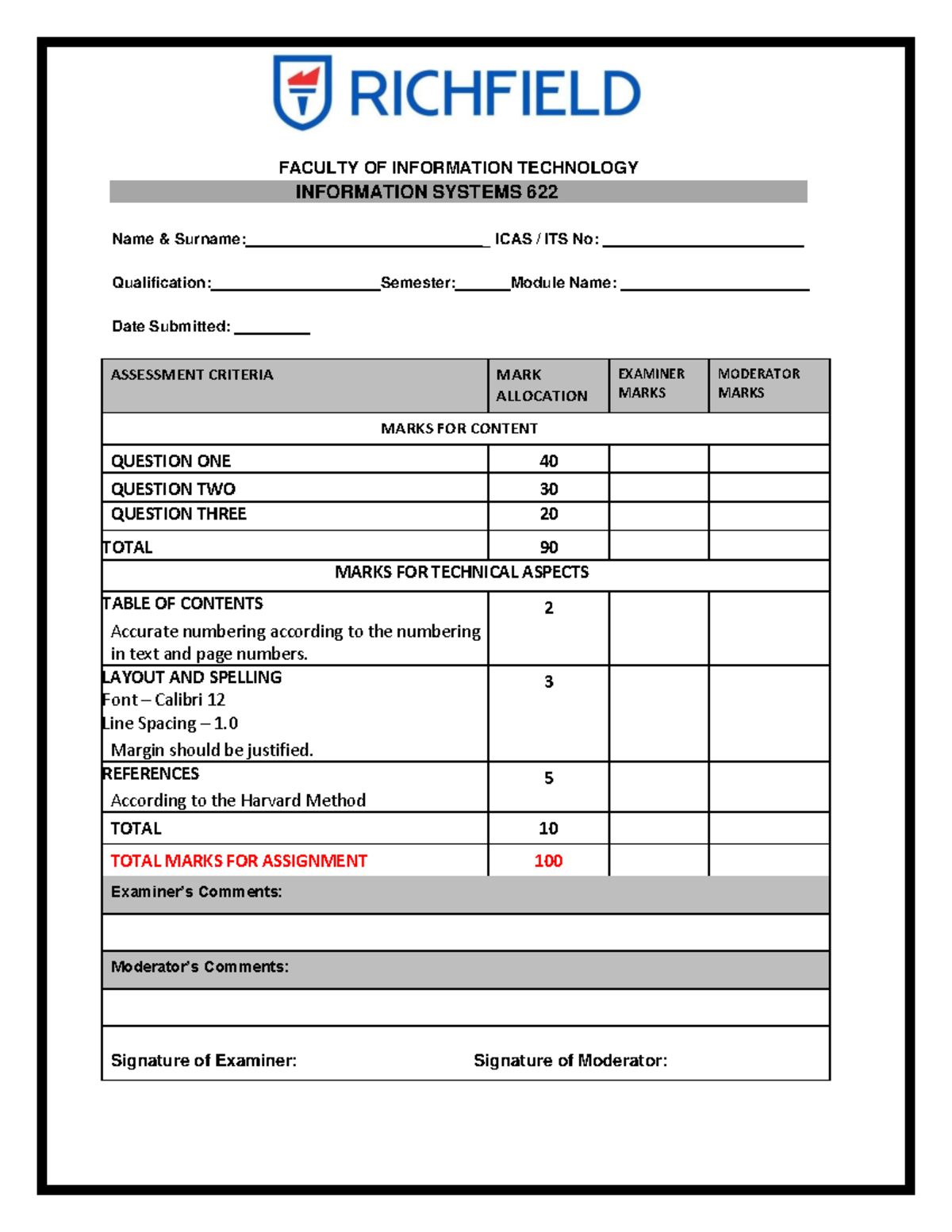 Information Systems 622 Assignment - FACULTY OF INFORMATION TECHNOLOGY INFORMATION SYSTEMS 622 ...