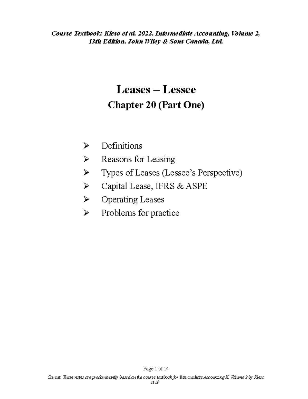 Ch 20A - Leases: Lessee Overview & Accounting Applications - Studocu