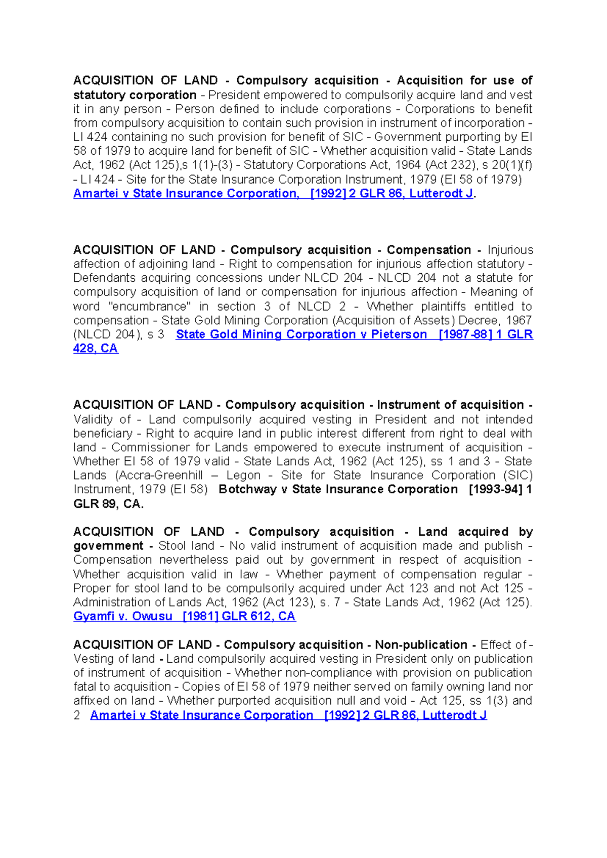 Compulsory Acquisition of Land: Key Cases & Legal Implications - Studocu