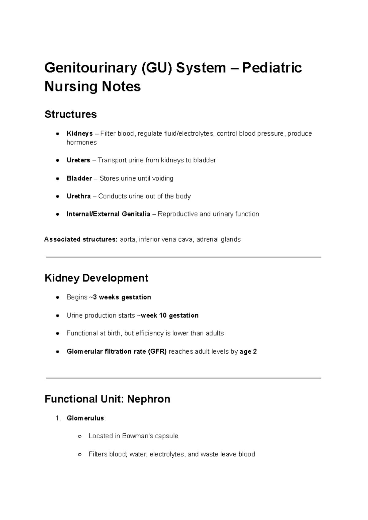 GU Pediatric Nursing Notes: Understanding the Genitourinary System ...