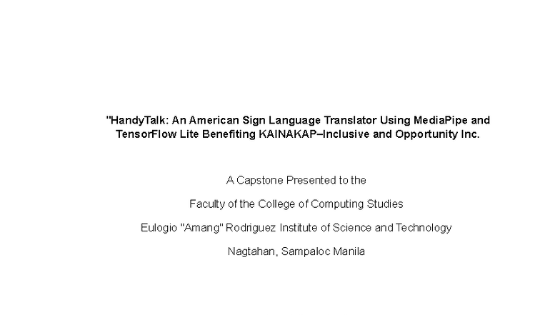 HandyTalk: ASL Translator Using MediaPipe & TensorFlow Lite for PWDs ...