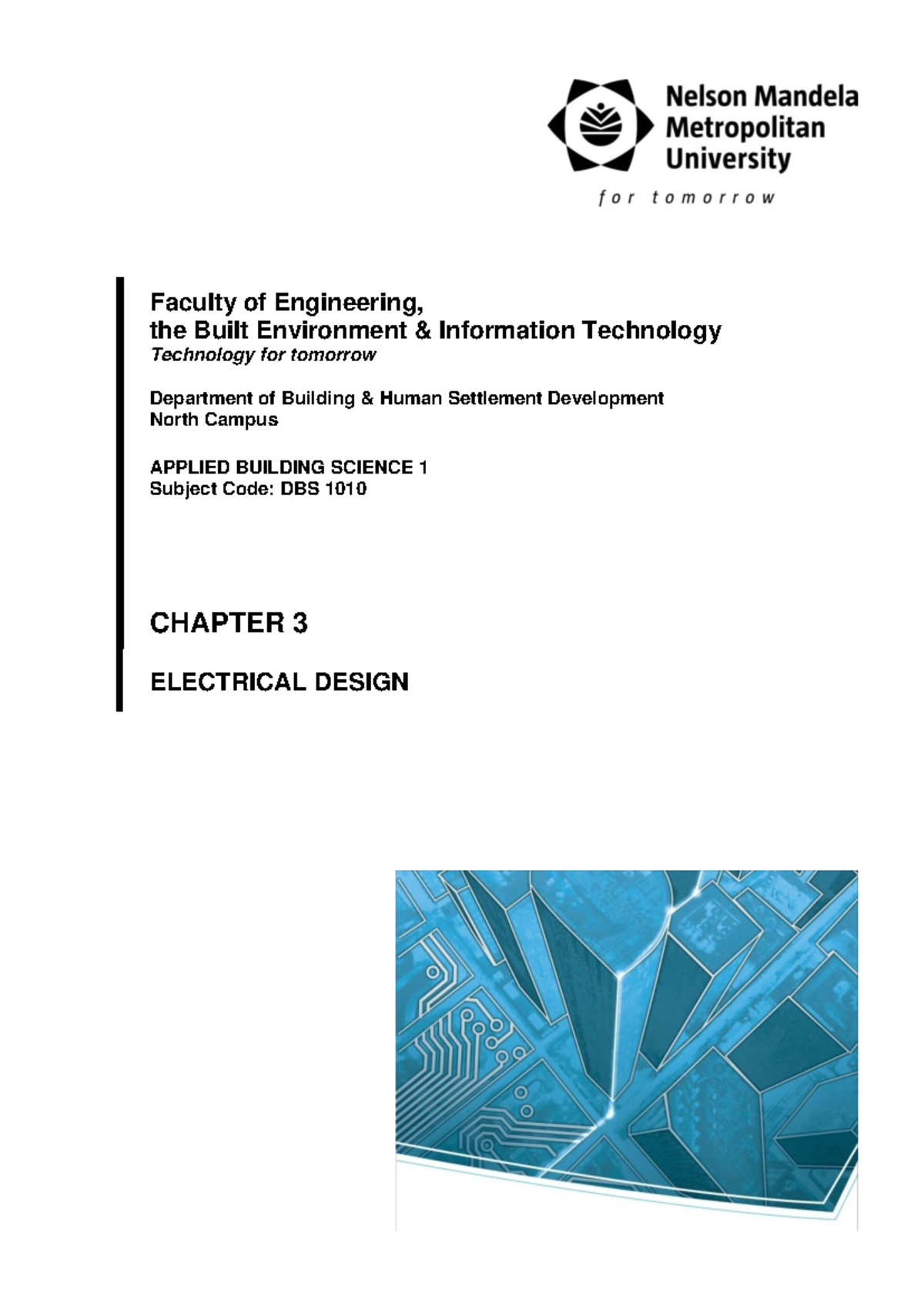 Chapter 3 - Electrical Design DBS1010 - Faculty of Engineering, the Built Environment & - Studocu