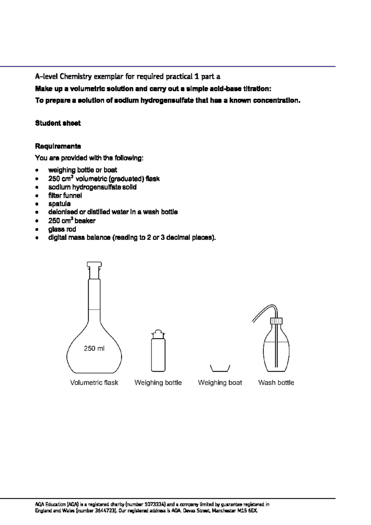 AQA A Level Chemistry Required Practical 1: Titration and Solution Prep ...