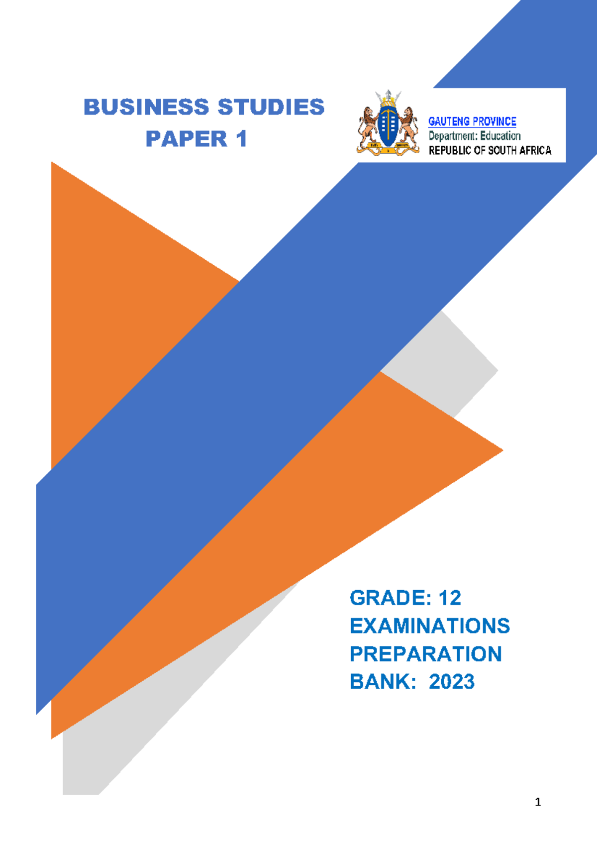 Business Studies Grade 12 Examination Bank Paper 1 - 2023 Guide - Studocu