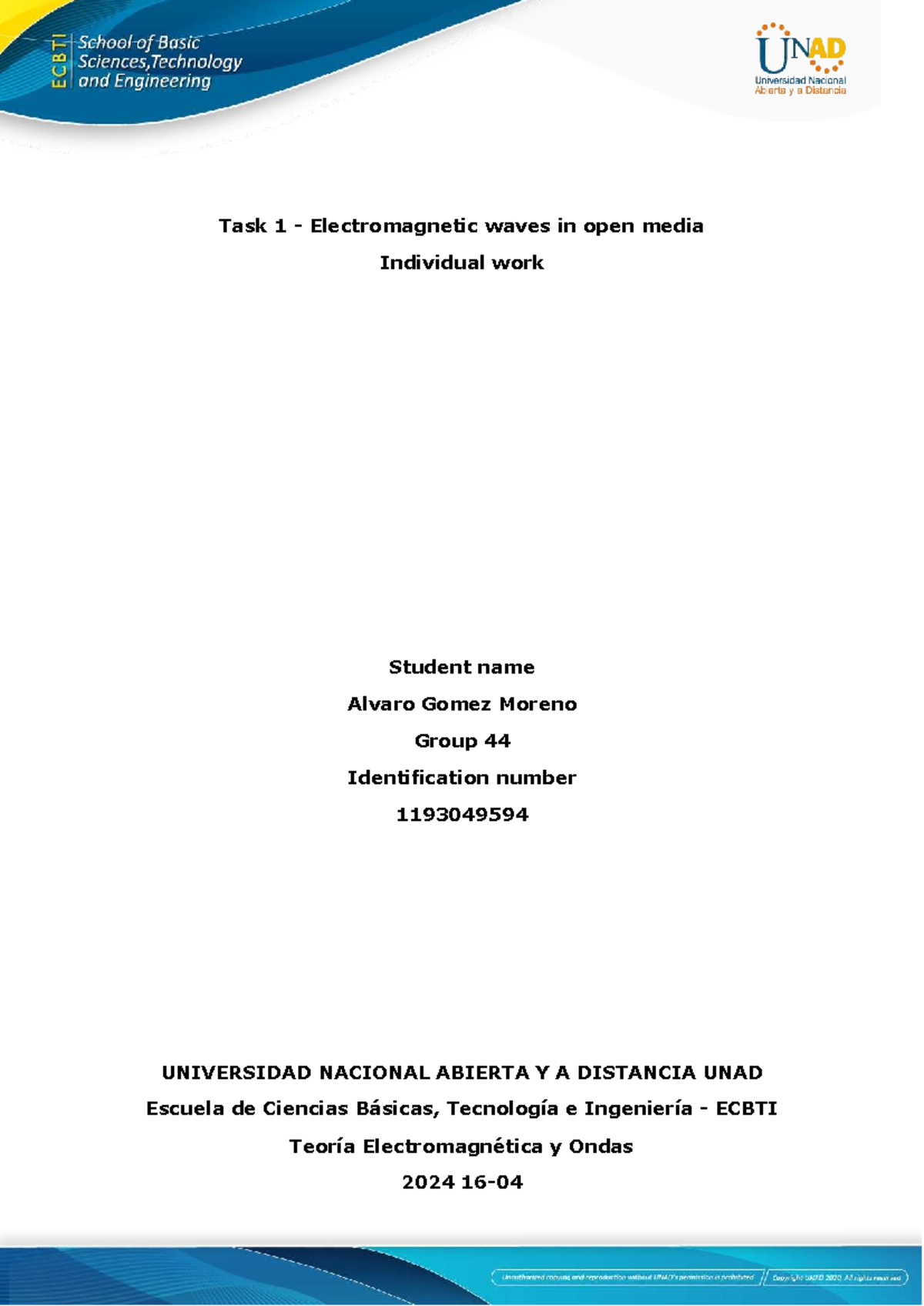 Task 1: Electromagnetic Waves in Open Media - Individual Work (2024 ...