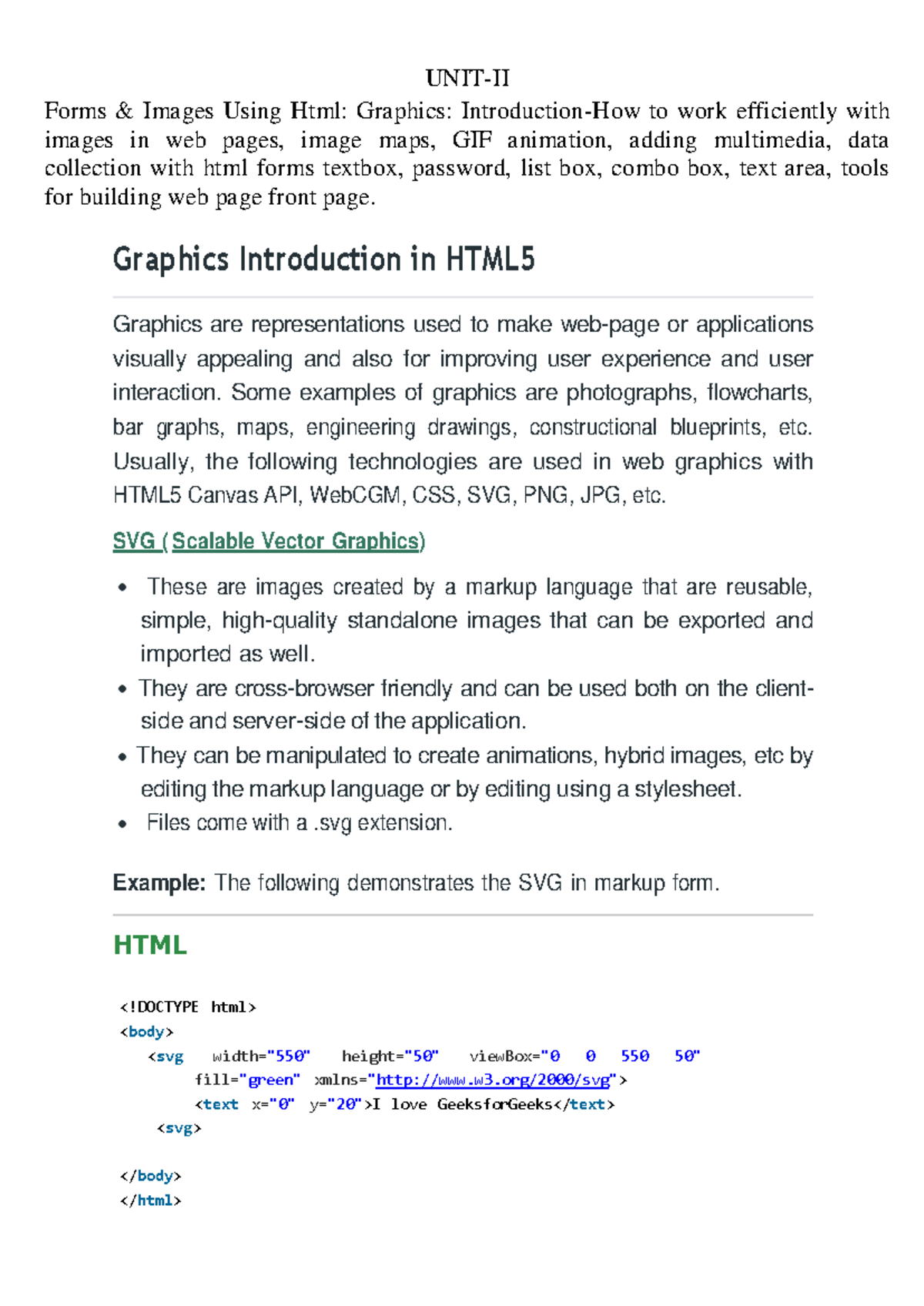 HTML5 Graphics & Forms: Efficient Image Handling & User Input Techniques - Studocu
