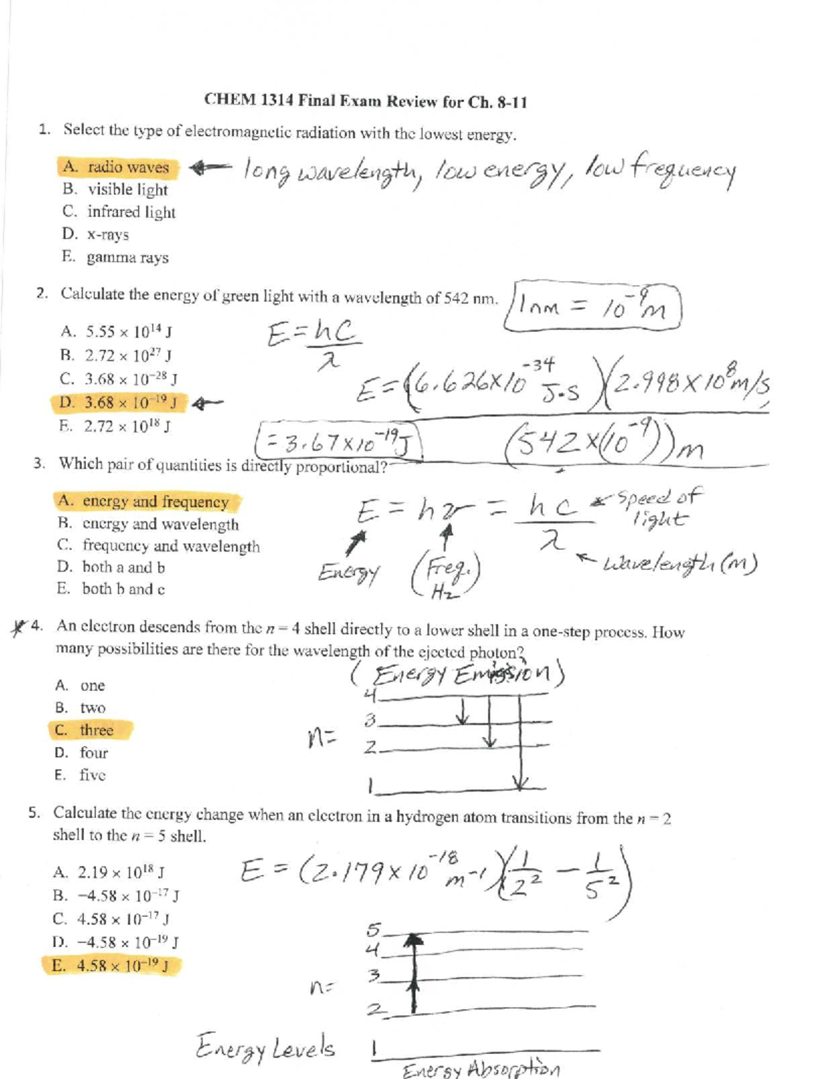 CHEM 1314 Final Exam Review: Key Concepts from Ch. 1 - Studocu