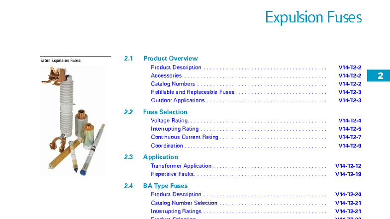 EATON Expulsion Fuses Overview & Selection Guide (Vol 14, Tab 02) - Studocu